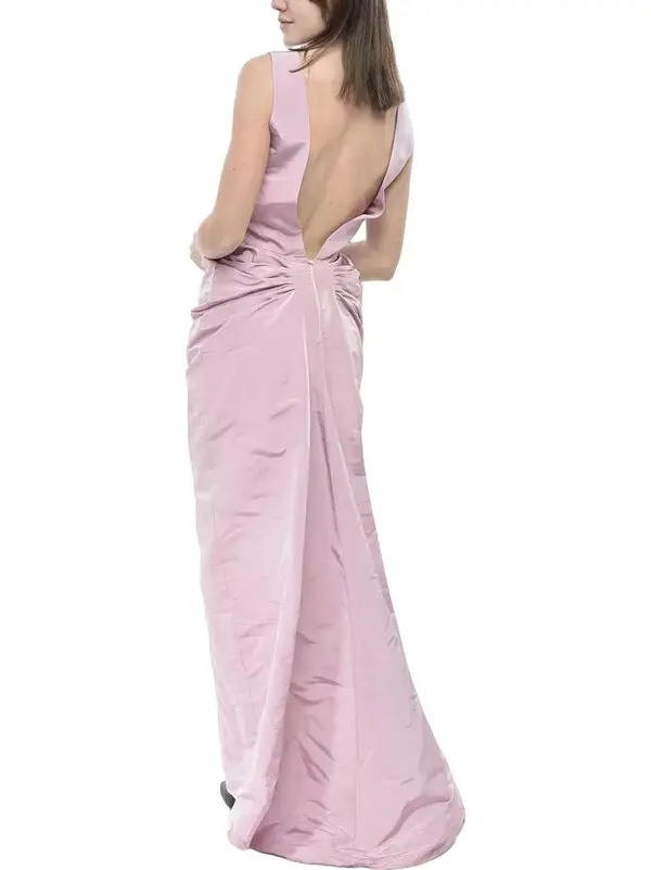 SUPER BLOND Ruched Open-back Maxi Dress - Pink