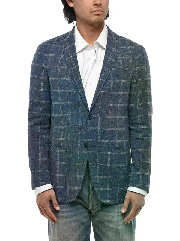 Corneliani Checked Single-breasted Blazer - Blue