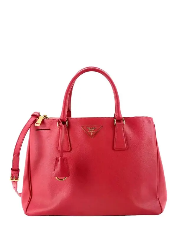 Prada Double Zip Lux Saffiano Leather Tote Bag - Pink