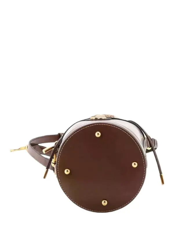 Gucci Ophidia Top Handle Leather And Gg Canvas Mini Bucket Bag - Brown