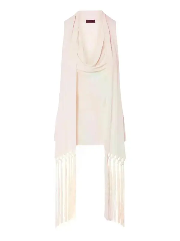 Liu Jo Sleeveless Top With Draped Scarf And Fringe Detail - Neutrals