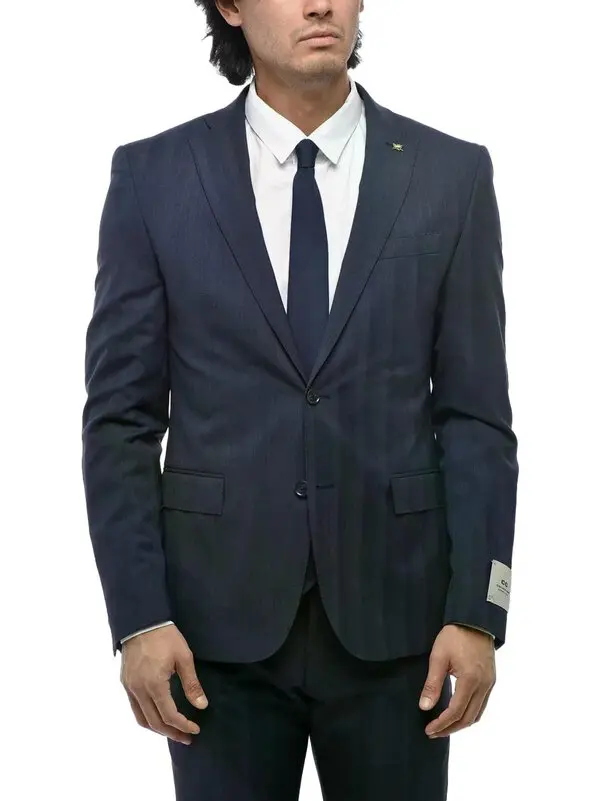 Corneliani Single-breasted Wool Suit - Blue