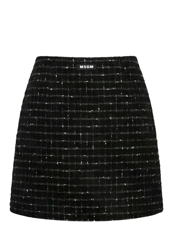 MSGM Check-pattern Wrap Skirt - Black