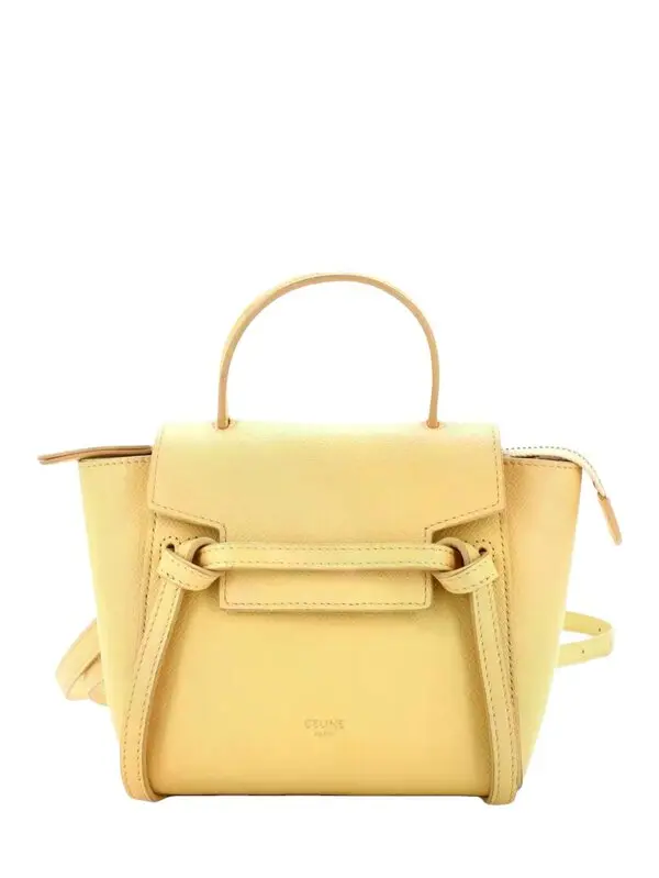 Celine Belt Bag Textured Leather Pico Shoulder Bag - Yellow