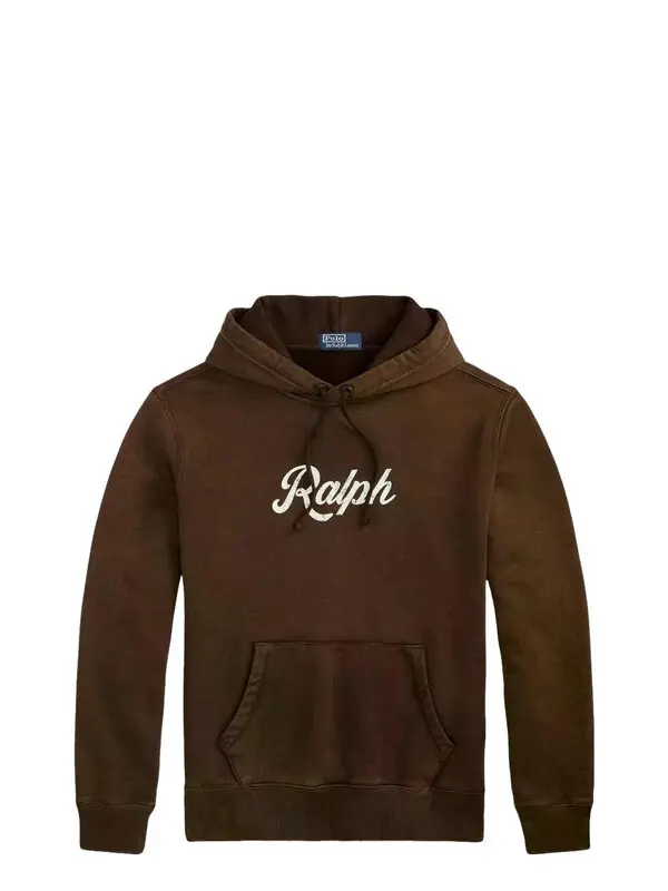 Polo Ralph Lauren Logo Print Drawstring Hoodie - Brown