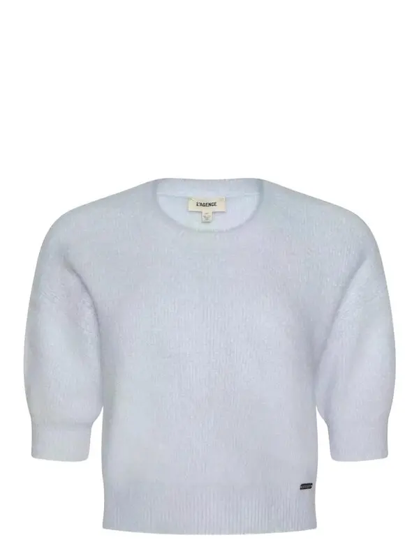 L'Agence Guinevere Ribbed Knit Short-sleeve Sweater - Blue
