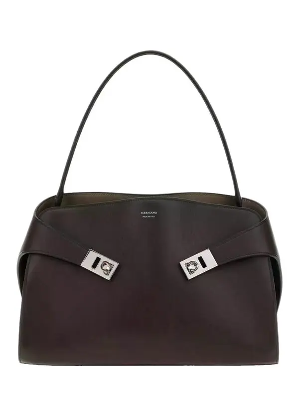 FERRAGAMO Hug Leather Shoulder Bag - Brown