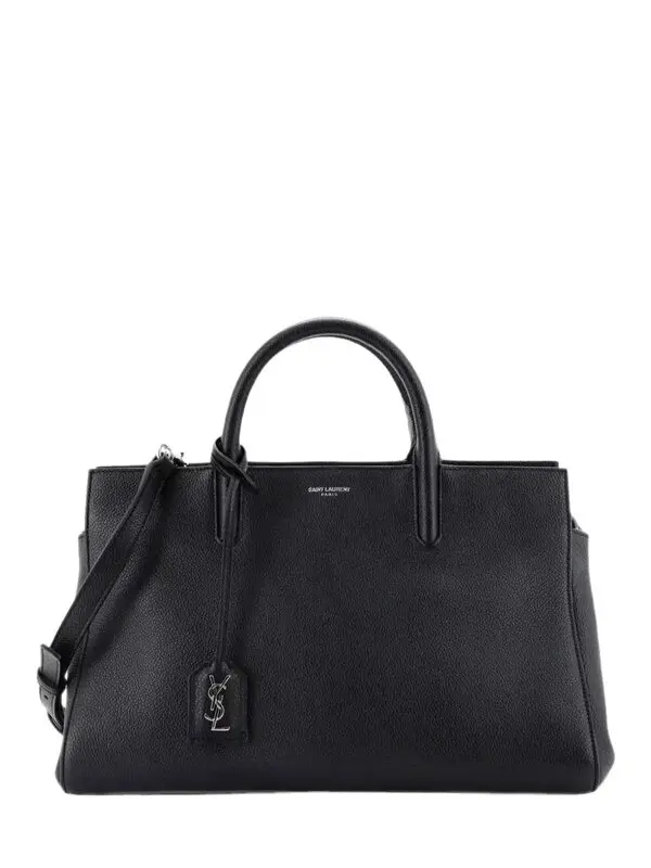 Saint Laurent Rive Gauche Cabas Leather Small Tote Bag - Black