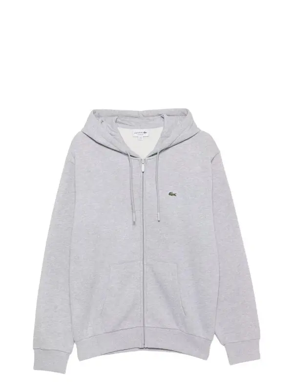 Lacoste Logo-patch Zip-up Hoodie - Grey