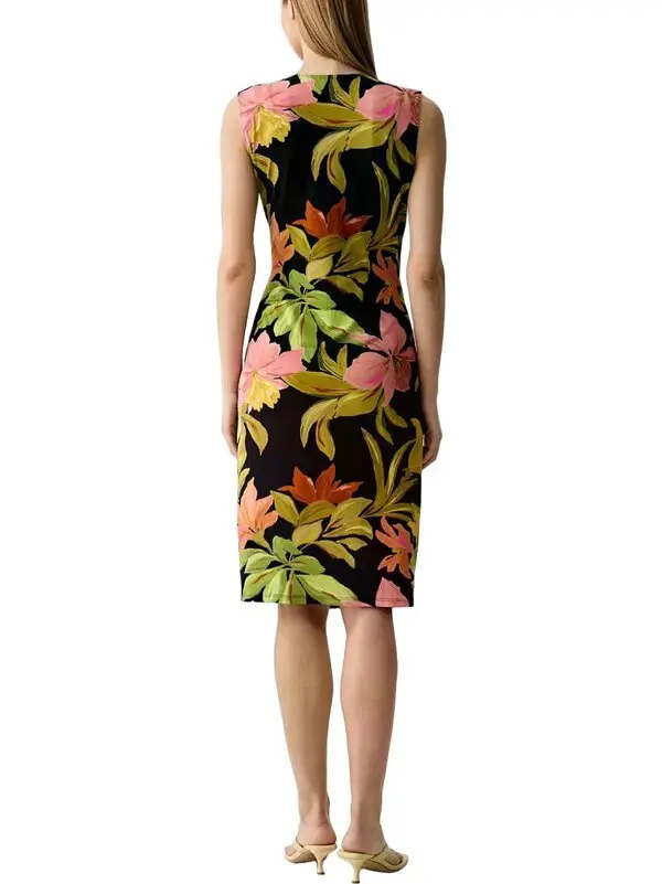 Joseph Ribkoff Floral Print Sleeveless V-neck Mini Dress - Black