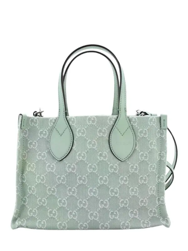Gucci Ophidia Gg Denim Medium Shopper Tote Bag - Green