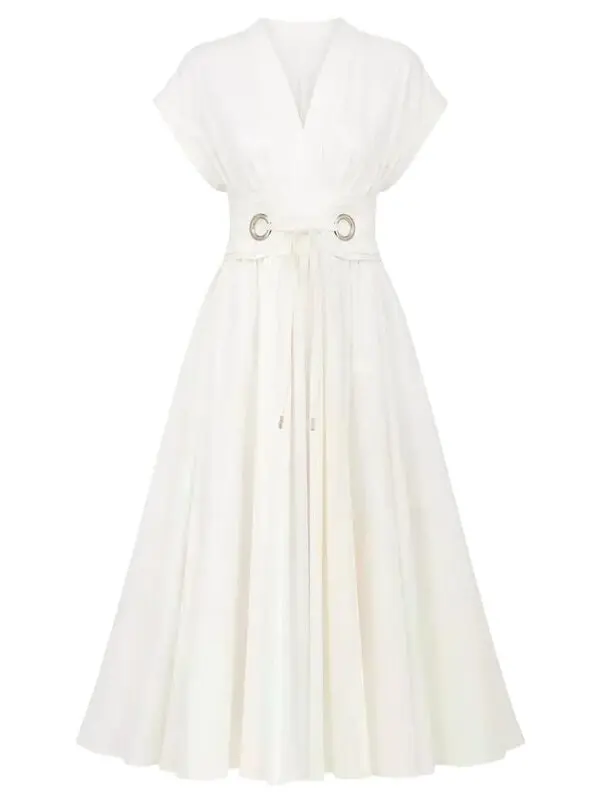 Alexis Riviera Eyelet-embellished Midi Dress - White