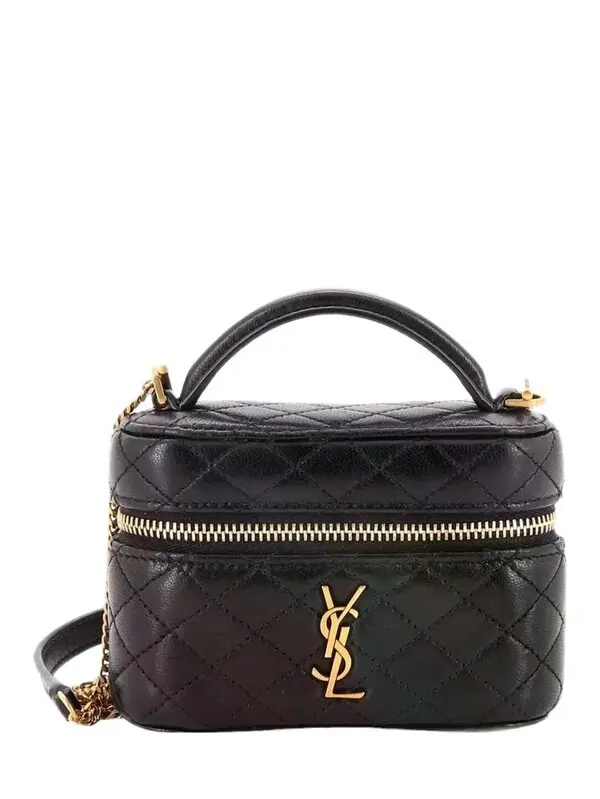 Saint Laurent Gaby Quilted Leather Micro Crossbody Bag - Black