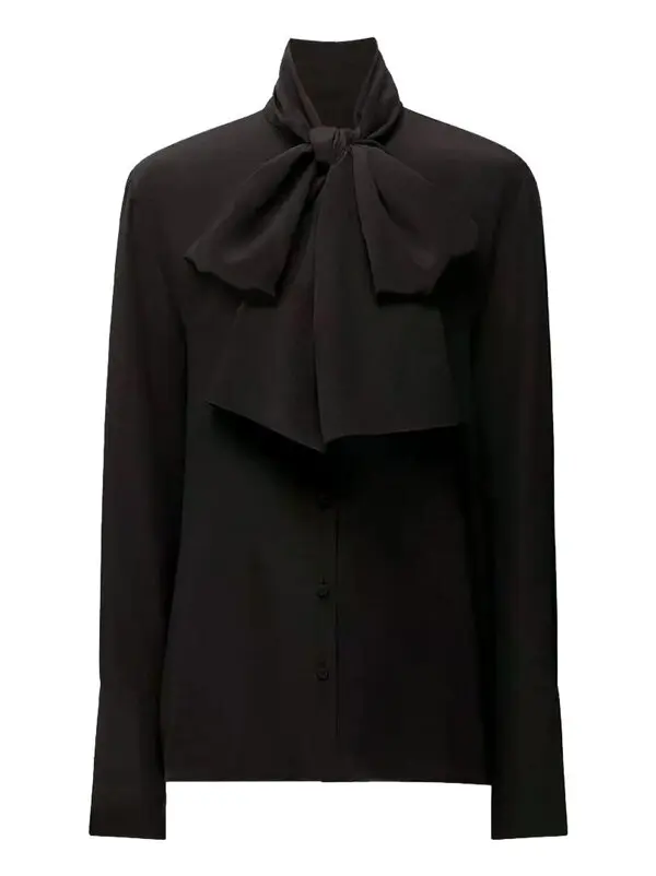 Another Tomorrow Signature Bow Blouse - Black