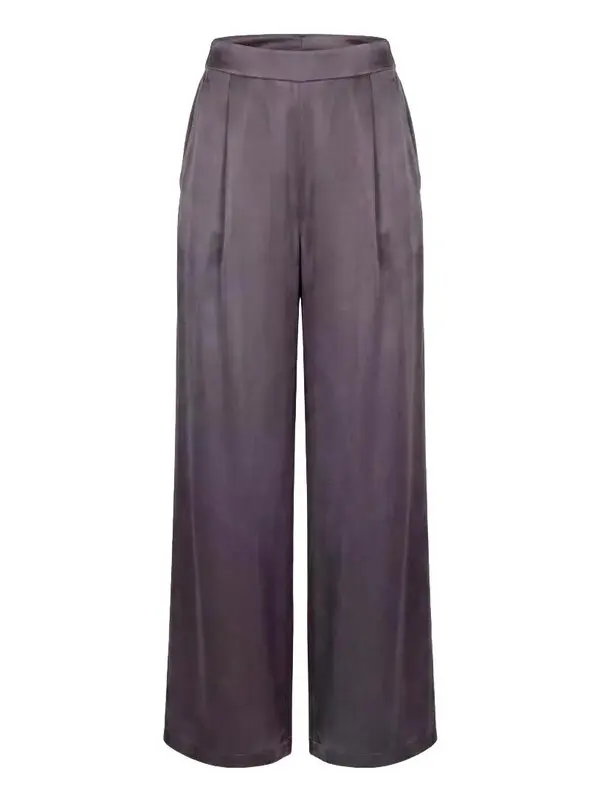 Avant Toi Pleated Satin Palazzo Pants - Grey