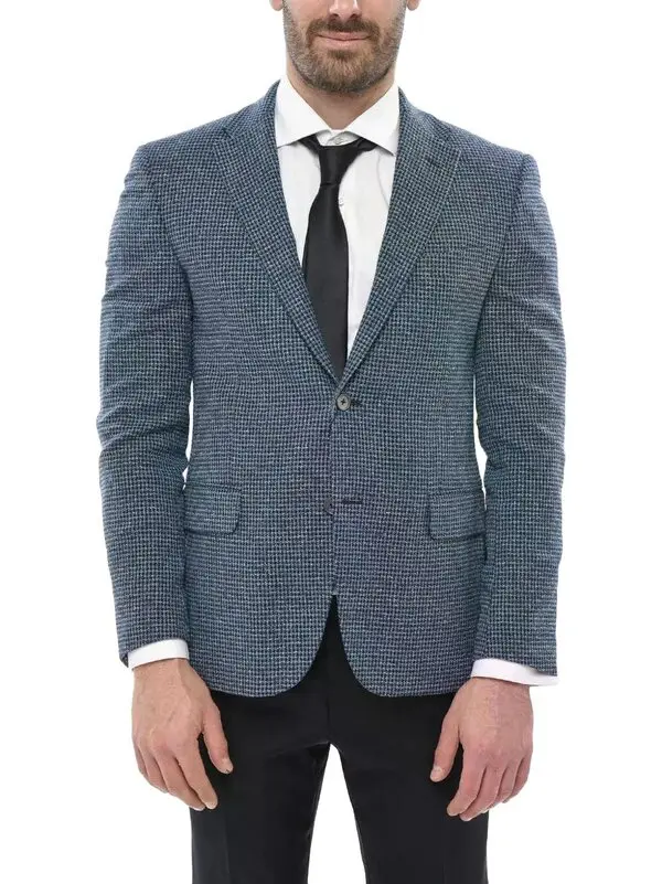 Corneliani Checked Single-breasted Blazer - Blue