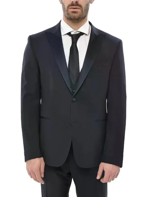 Corneliani Satin-lapel Three-piece Suit - Blue