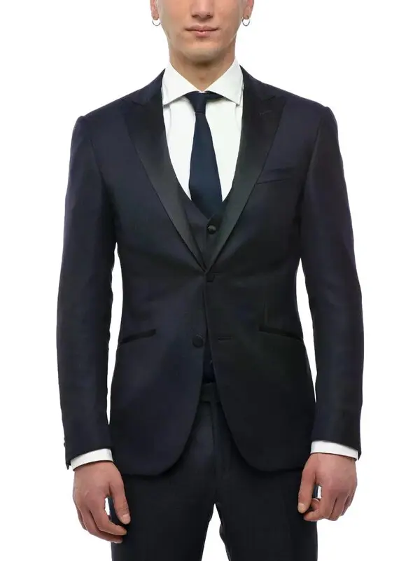 Corneliani Jacquard Satin-lapel Suit - Blue