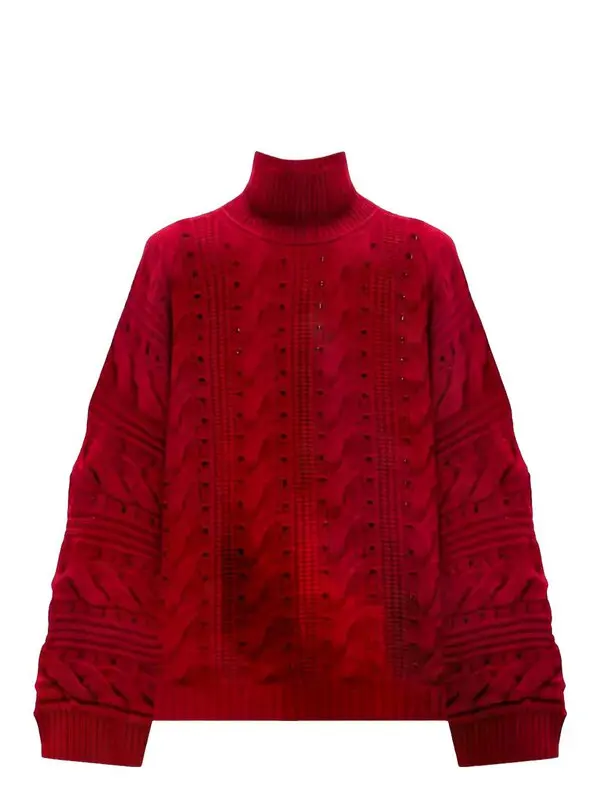 TWINSET Cable Knit Turtleneck Sweater - Red