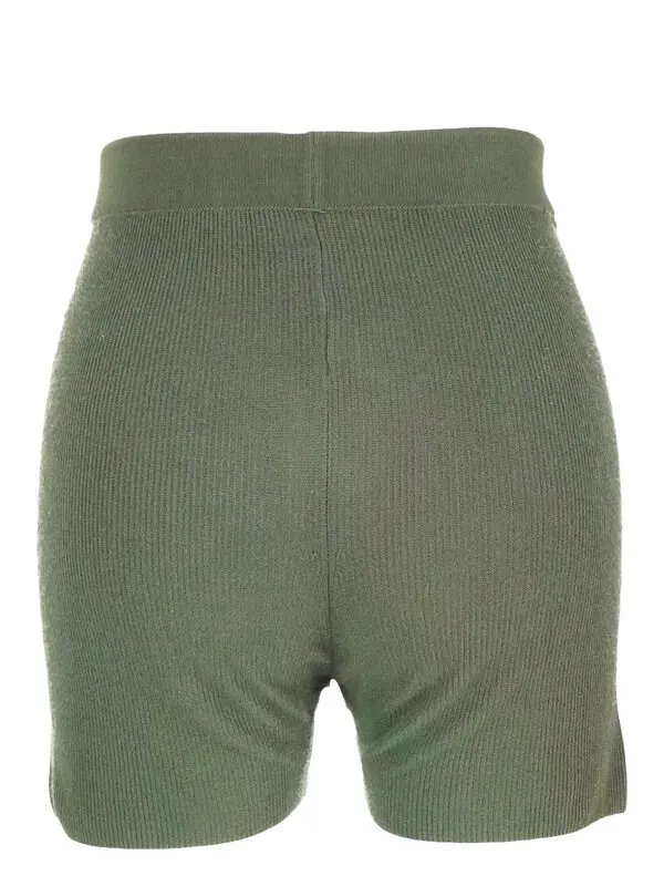 Jacquemus Ribbed Knit Shorts With Gold-tone Logo - Green