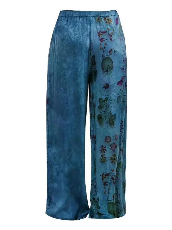 Avant Toi Floral Print Palazzo Pants - Blue