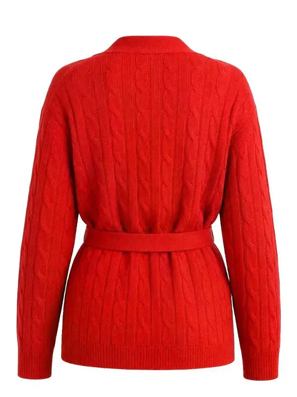 NILI LOTAN Tirza Cable Knit Cardigan - Red