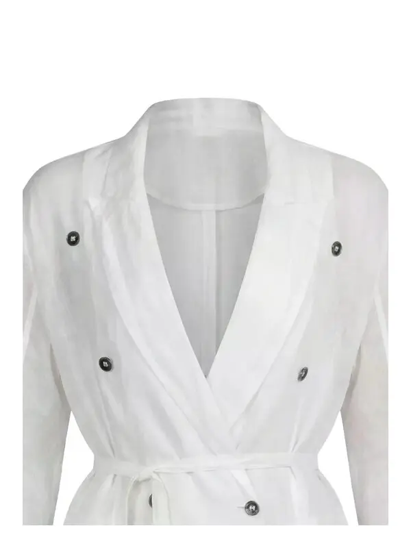 Masnada Double-breasted Belted Coat With Notched Lapels - White