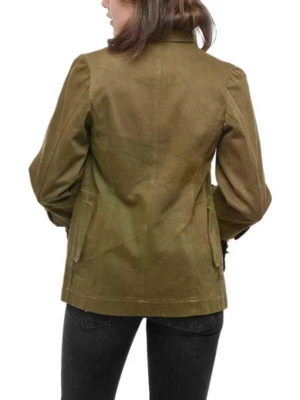Comme Des Garçons Single-breasted Jacket With Ruffle Cuffs - Green