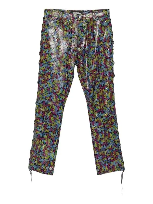 Jeremy Scott Lace-up Leather Trousers - Black