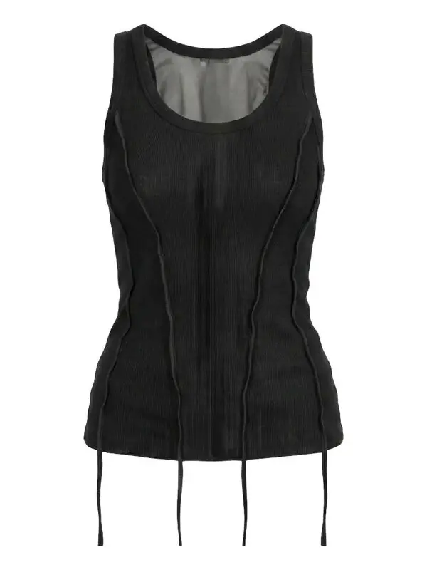 Masnada Fine-ribbed Tank Top With Strap Detailing - Black