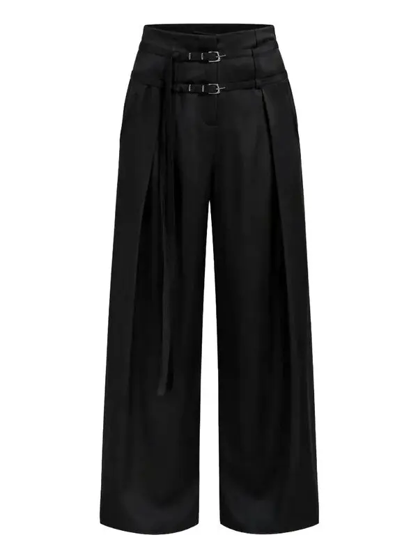 GRACE LING Relic High-waisted Wide Leg Trousers - Black
