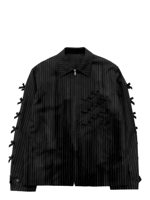 TAKAHIROMIYASHITA THESOLOIST. Ribbons Brit Pinstripe-pattern Shirt Jacket - Black