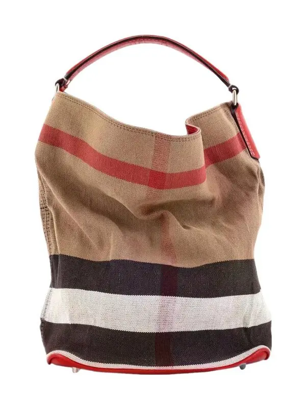 Burberry Ashby House Check Canvas Medium Bucket Bag - Brown