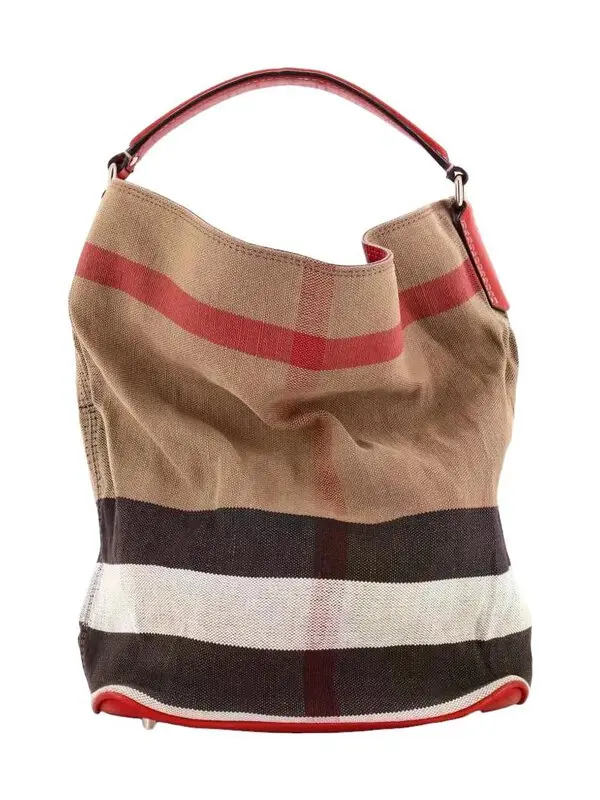 Burberry Ashby House Check Canvas Medium Bucket Bag - Brown