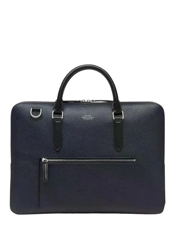 Smythson Ludlow Zip-front Laptop Bag - Blue