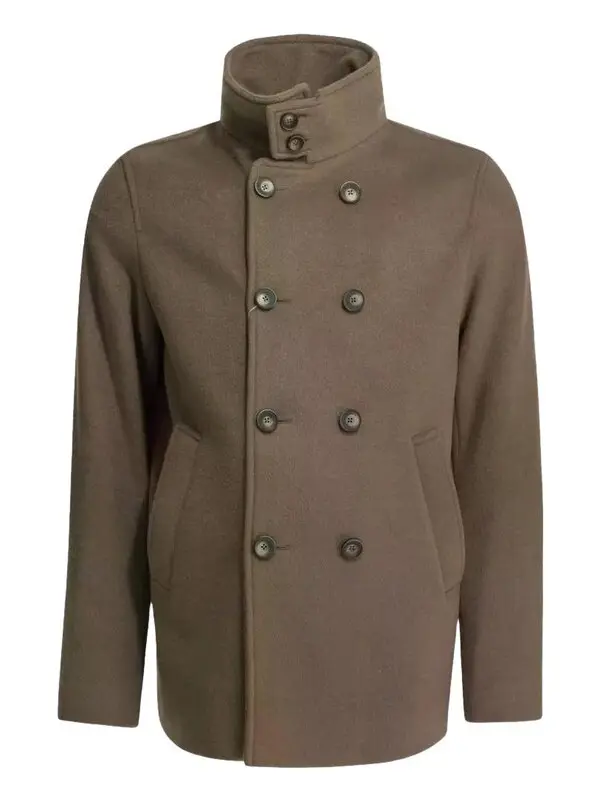Herno Double-breasted High-neck Coat - Brown