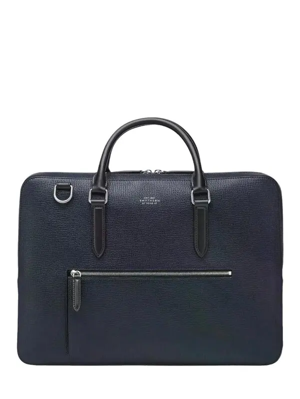 Smythson Zip-front Briefcase - Blue