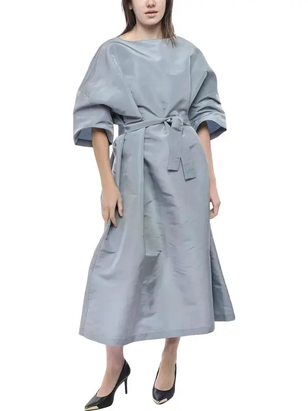 SUPER BLOND Belted Silk-organza Midi Dress - Blue