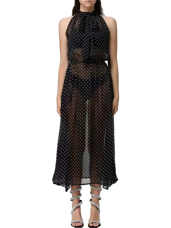 CRIDA MILANO Taormina Polka-dot Midi Dress - Black