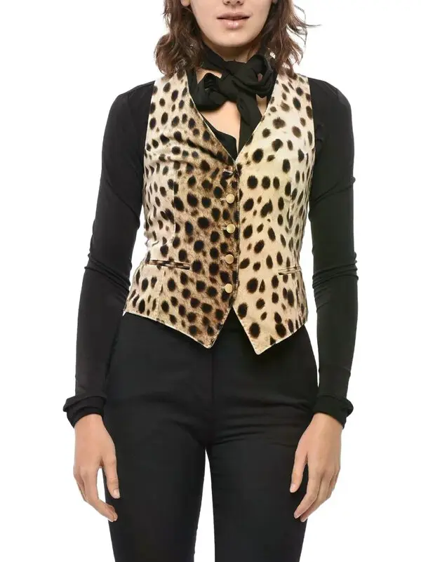 Tagliatore Animal Print Velvet Vest - Neutrals
