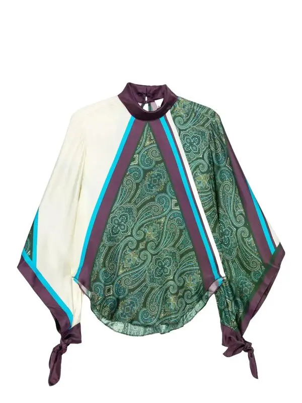 ALEMAIS Joni Paisley-print Silk Top - Green