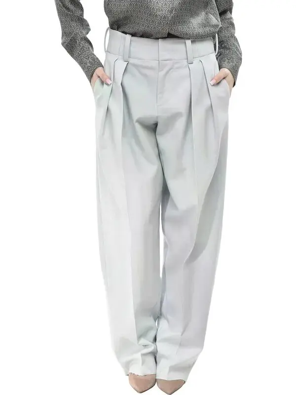 SUPER BLOND Double-pleated Virgin Wool Trousers - Blue