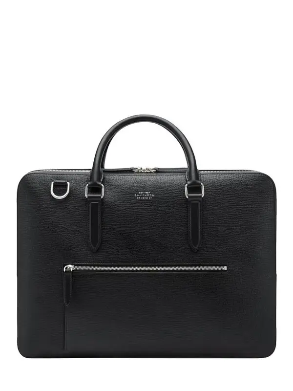 Smythson Ludlow Leather Zip-front Briefcase - Black