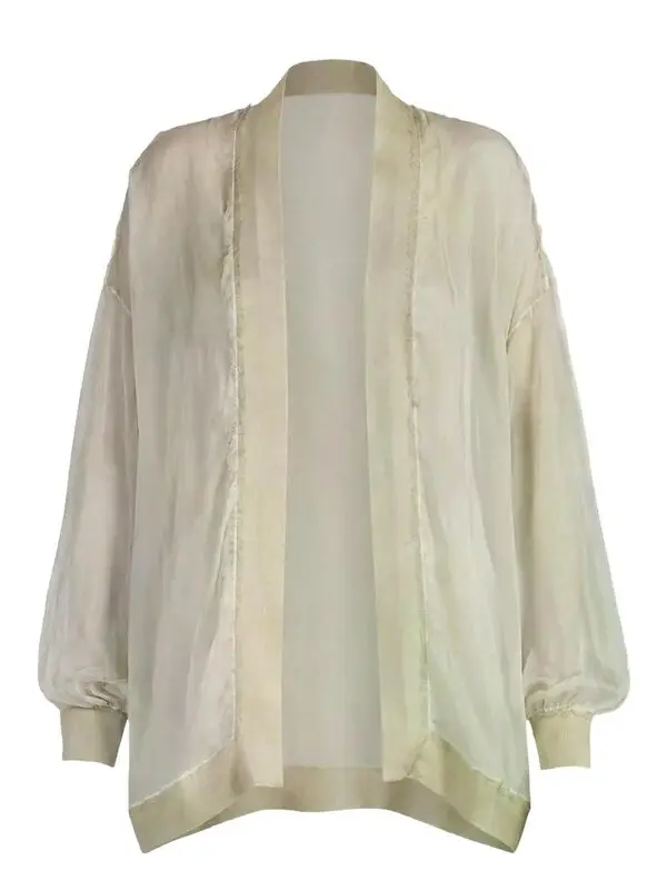 Avant Toi Sheer-panelled Frayed Cardigan - Neutrals