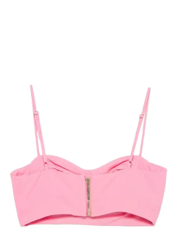 SIMONA CORSELLINI Cropped Sweetheart Neck Top With Cut-out Detailing - Pink