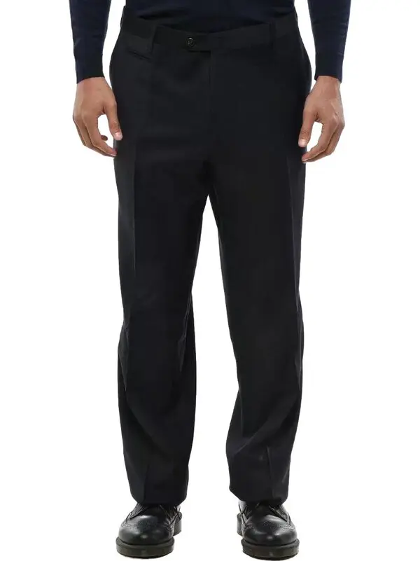 Corneliani Navy Geometric Pattern Tailored Trousers - Blue