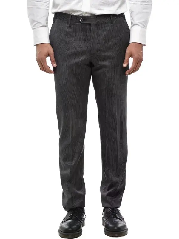 Corneliani Virgin Wool Pinstripe Trousers - Grey