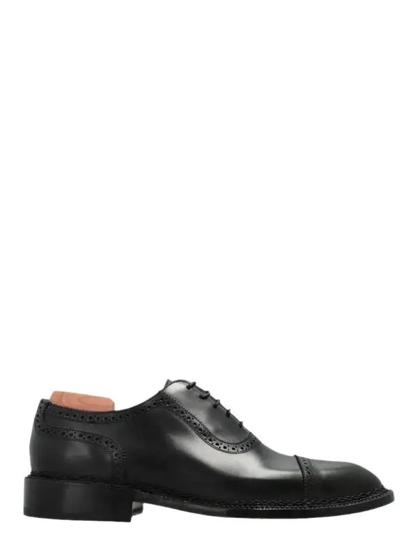 Kiton Brogue Detail Lace-up Oxford Shoes - Black