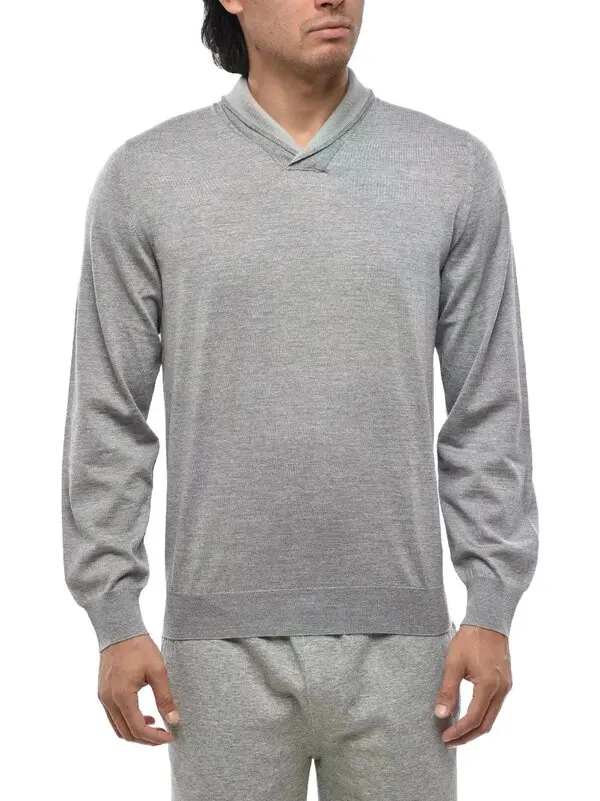 Corneliani Shawl Collar Wool Sweater - Grey