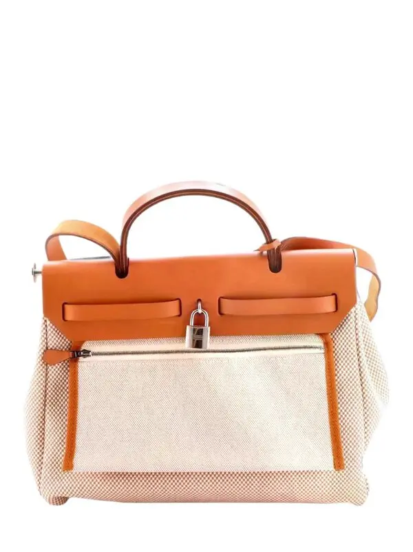 Hermès Herbag Zip Criss Viking Toile And Leather 31 Shoulder Bag - Neutrals
